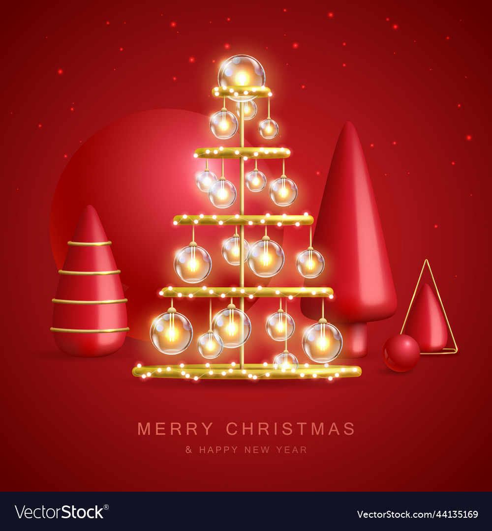 Background with realistic 3d christmas trees Vector Image