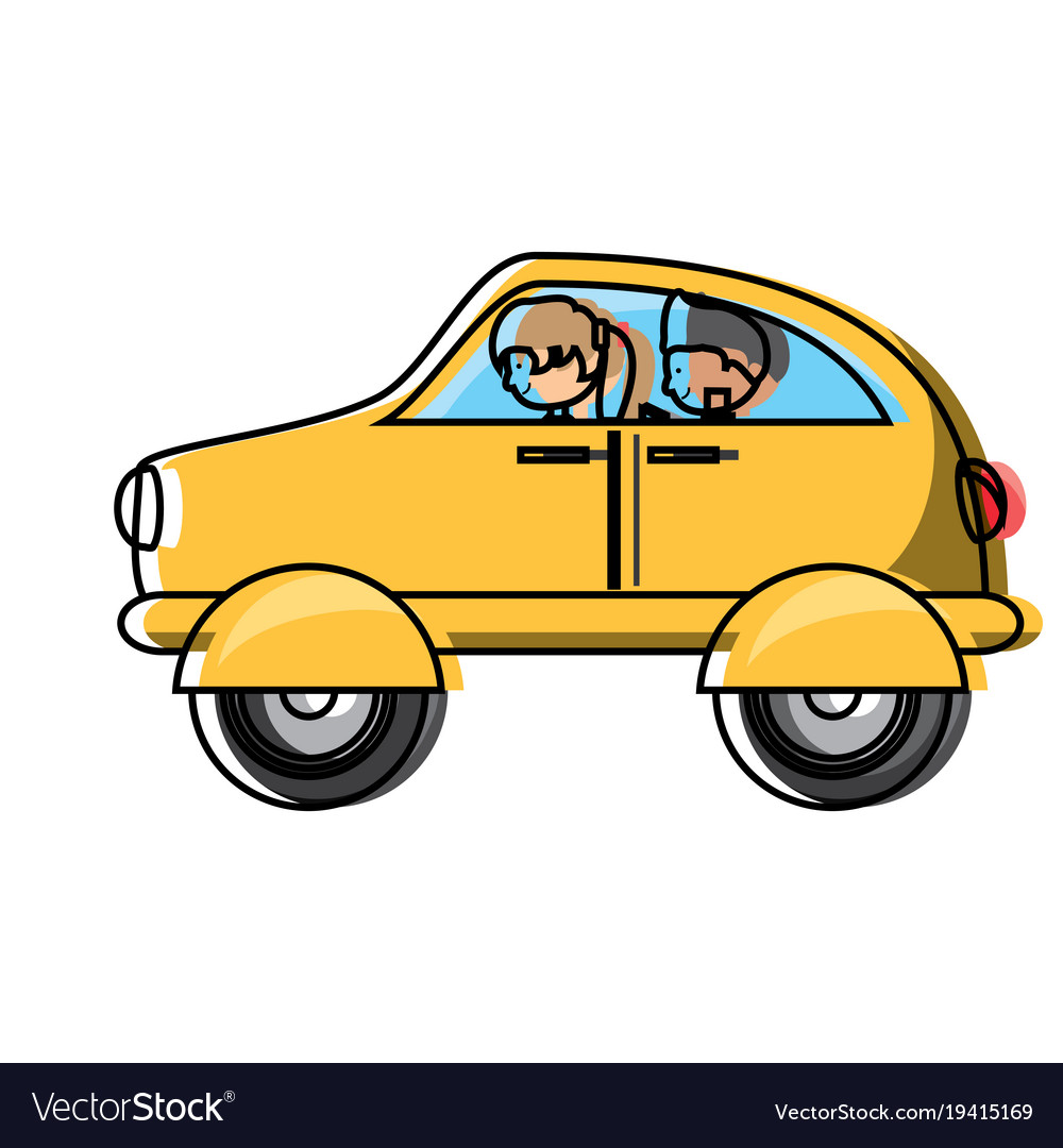 Car with passengers Royalty Free Vector Image - VectorStock