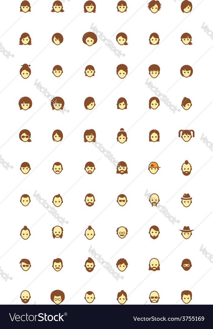 Faces icon set Royalty Free Vector Image - VectorStock