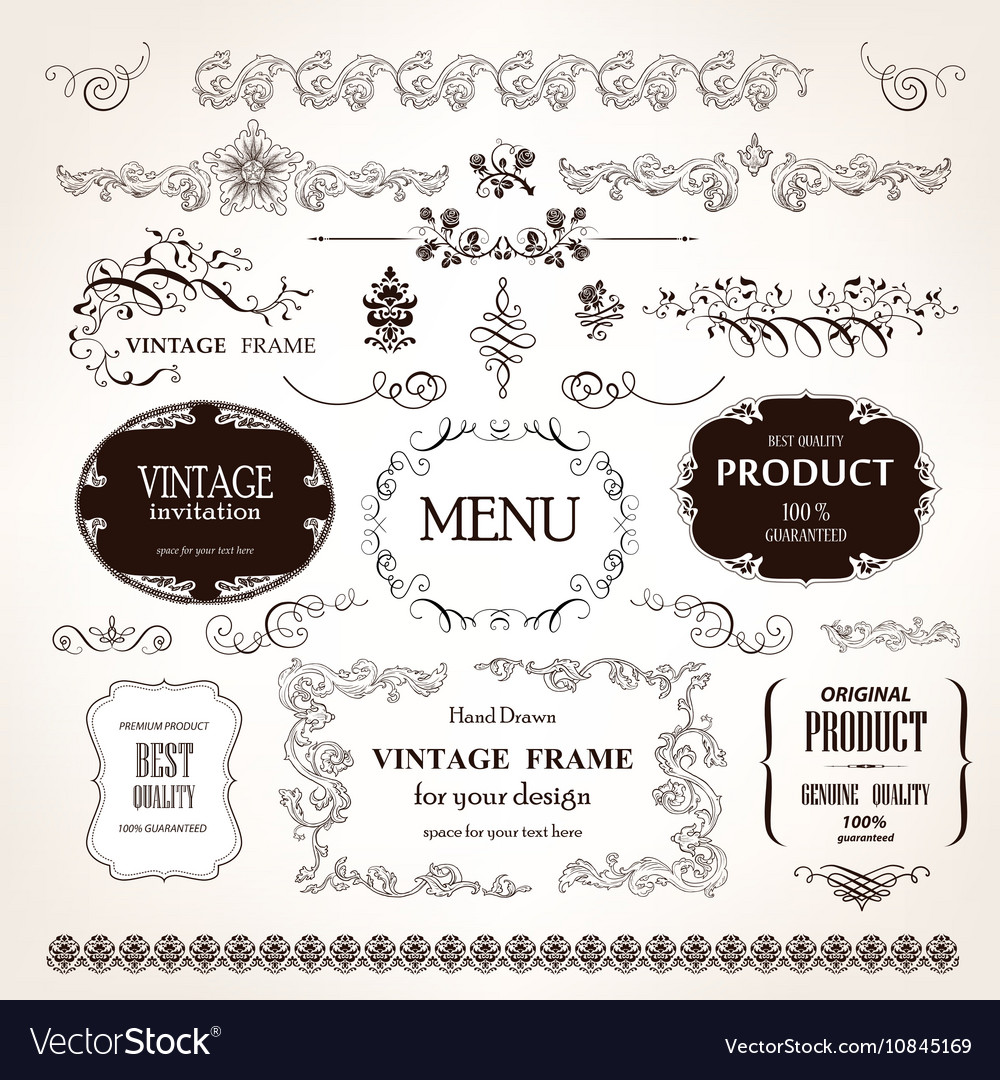 Frames and design calligraphic elements set Vector Image