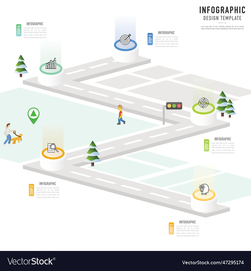 Circular isometric roadmap infographic Royalty Free Vector