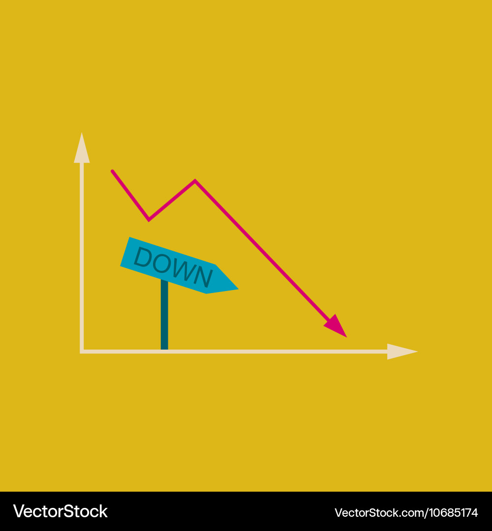 Flat web icon on stylish background falling graph Vector Image