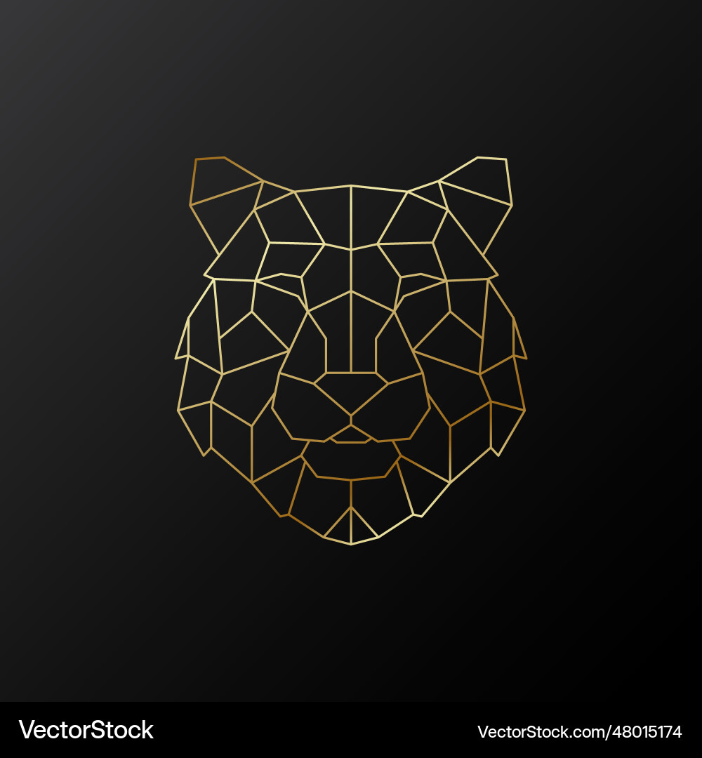 Gold geometric tiger head wild polygonal Vector Image