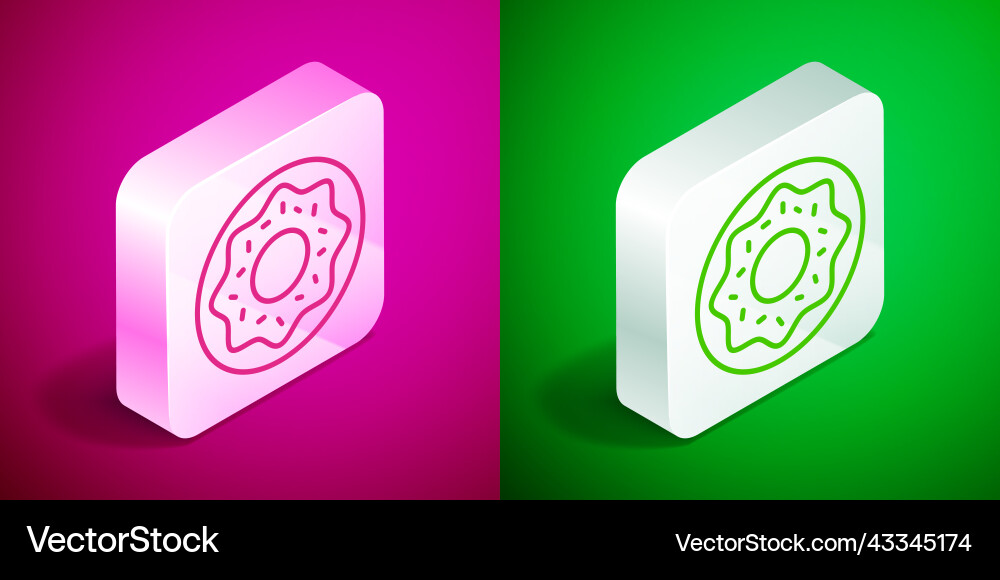 Isometric line donut with sweet glaze icon Vector Image