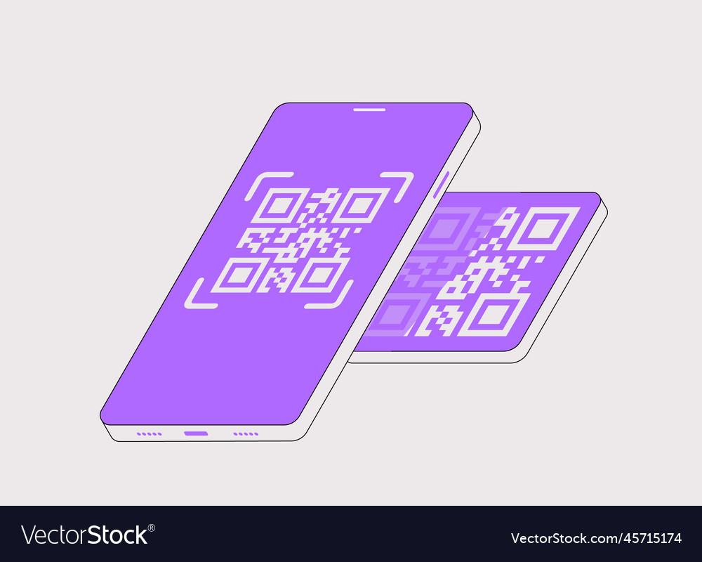 Smartphone scanning qr code to pay for product Vector Image