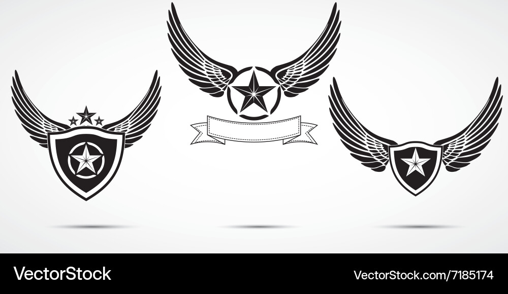 Wing abstract emblem set logo template badge label