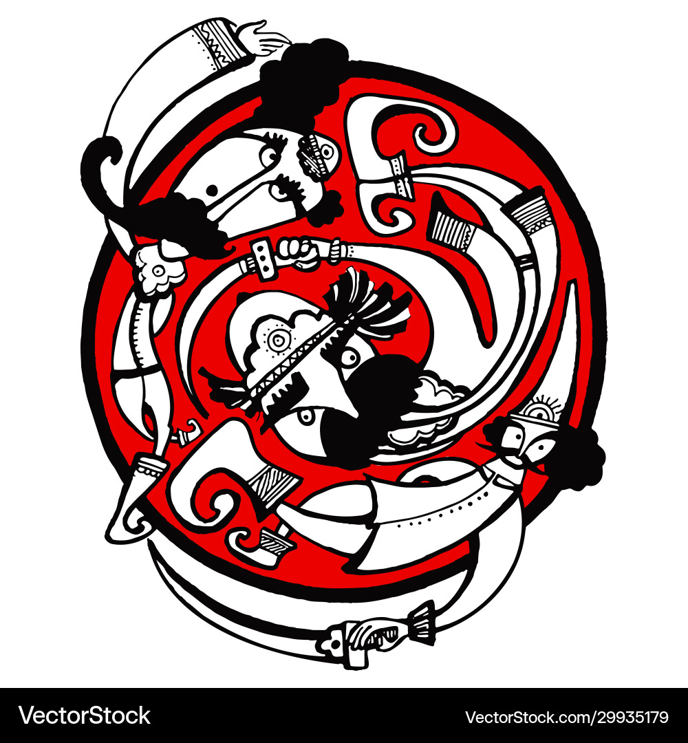 Abstract design ferdowsi shahnameh characters Vector Image