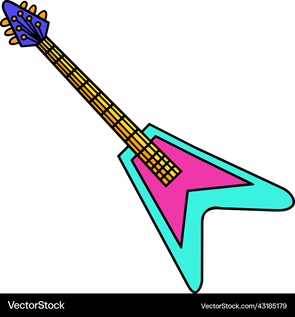 Guitar cartoon colored clipart Royalty Free Vector Image