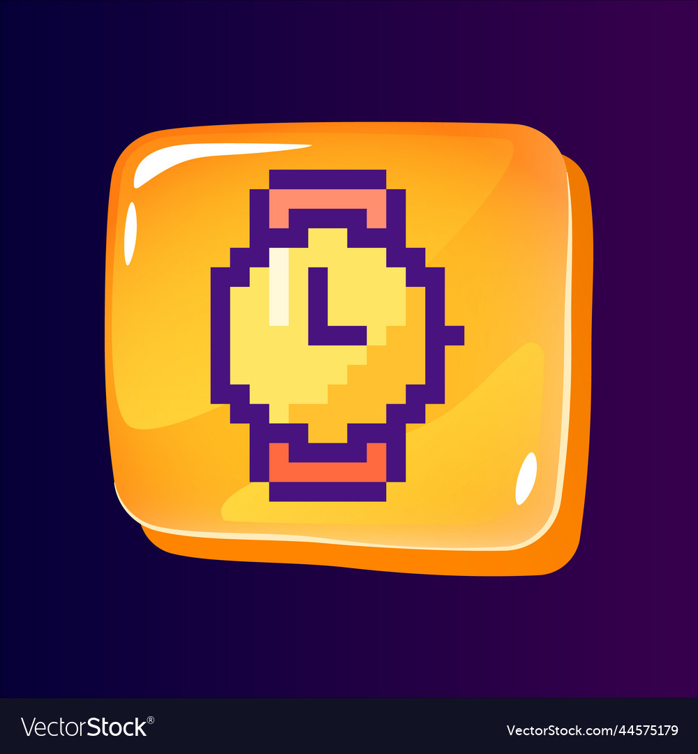 Wristwatch glossy ui button with pixelated color Vector Image