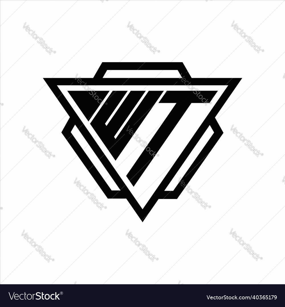 Wt logo monogram with triangle and hexagon Vector Image