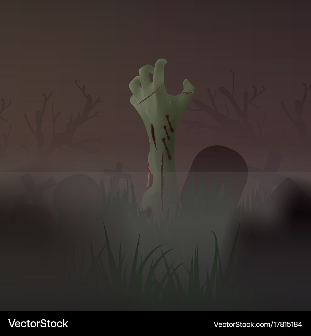 Halloween zombie arm out Royalty Free Vector Image