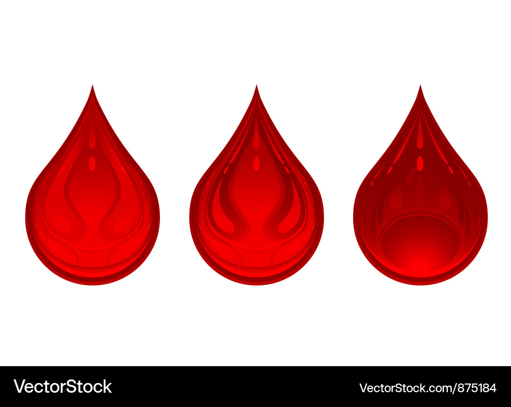 Three drops blood red color Royalty Free Vector Image