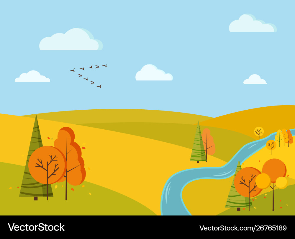 Autumn scenic field landscape background Vector Image