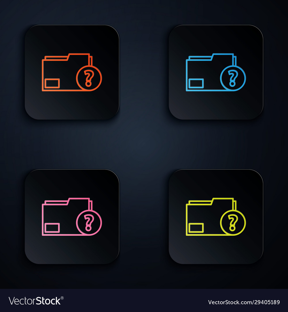 Color Neon Line Unknown Document Folder Icon Vector Image 