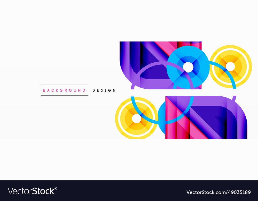 Colorful triangles and round shapes background Vector Image