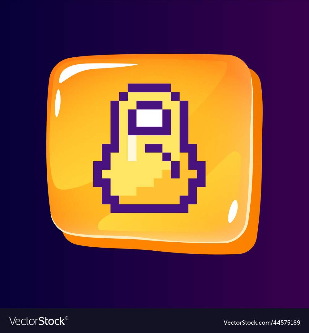 Kettlebell glossy ui button with pixelated color Vector Image