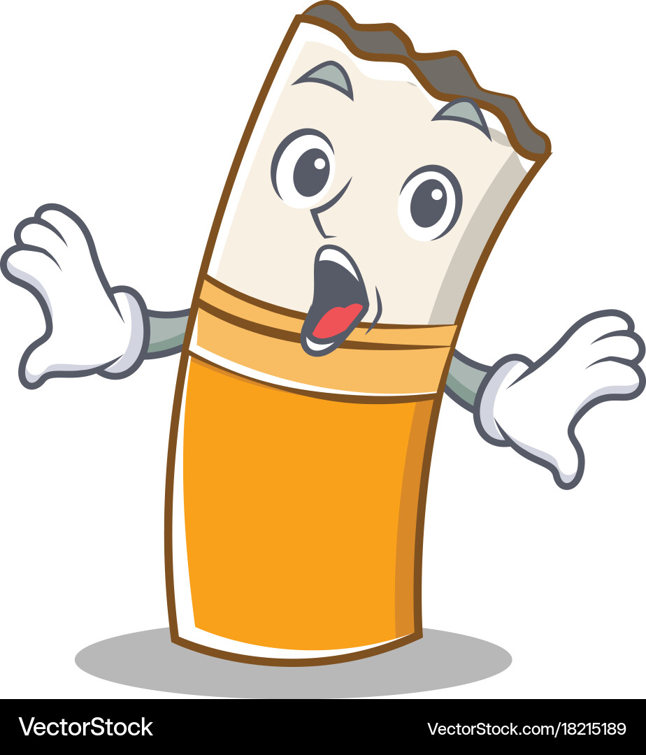Surprised cigarette character cartoon style Vector Image