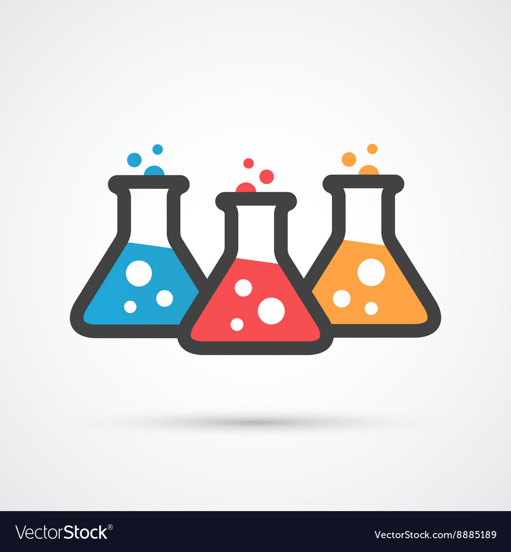 Three flasks color icon Royalty Free Vector Image