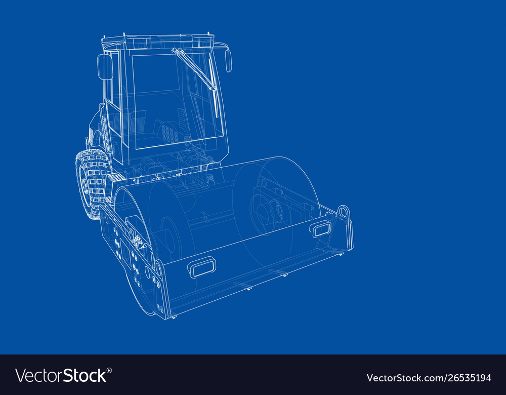Construction machine asphalt compactor Royalty Free Vector