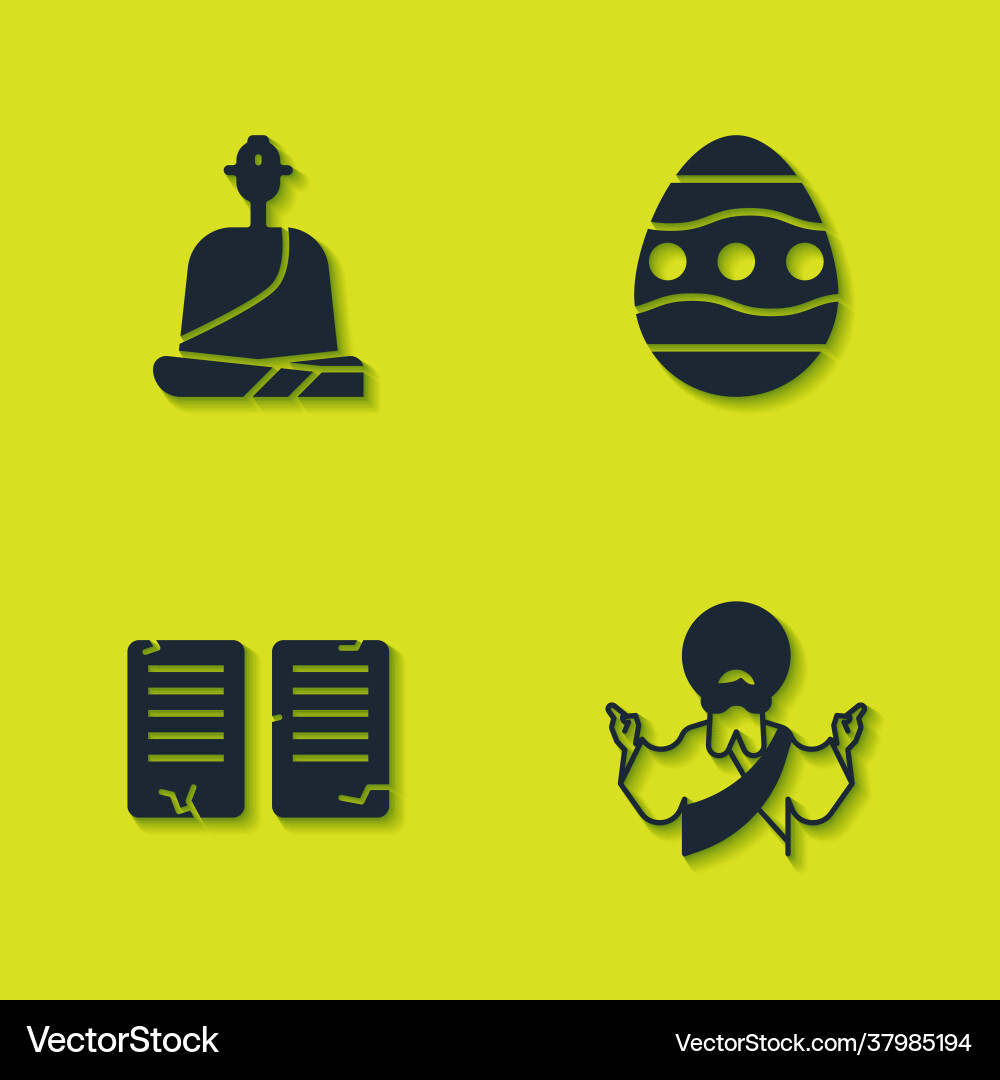 Set buddhist monk jesus christ the commandments Vector Image