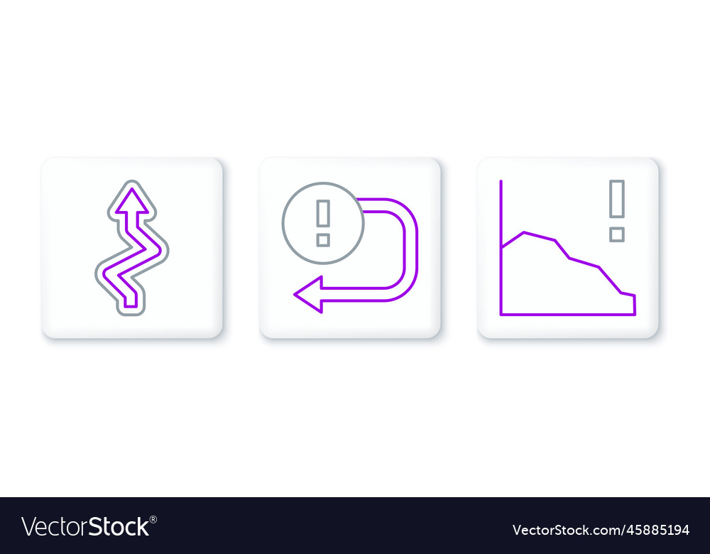 Set line financial growth decrease arrow and icon Vector Image