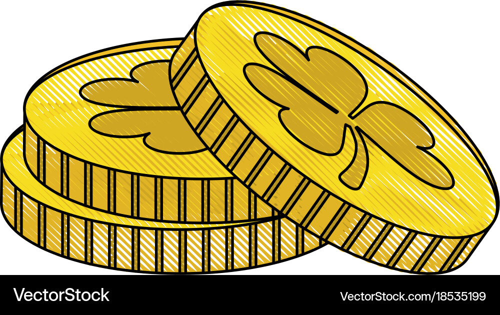 Coins with clover Royalty Free Vector Image - VectorStock