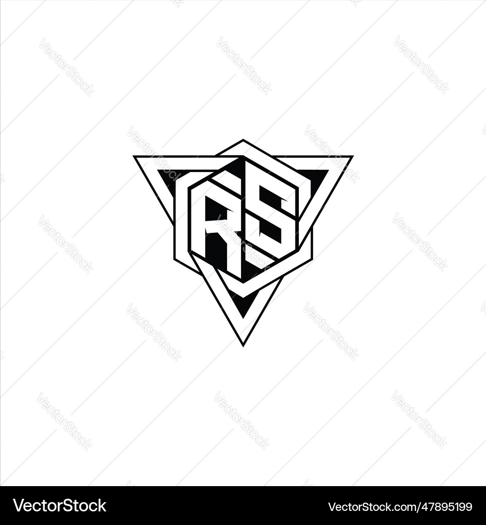 Rs letter logo monogram hexagon shape Royalty Free Vector