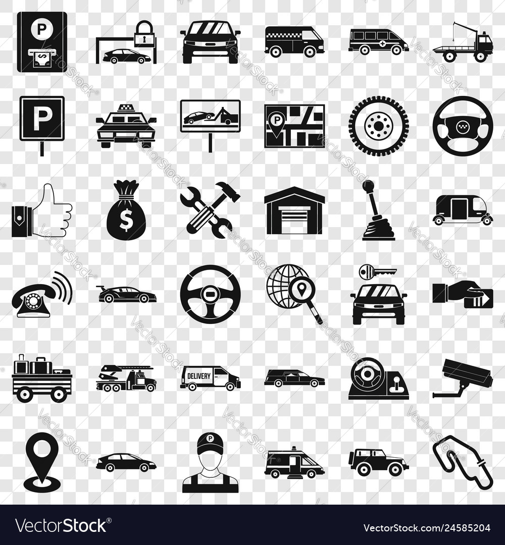 Auto icons set simple style Royalty Free Vector Image