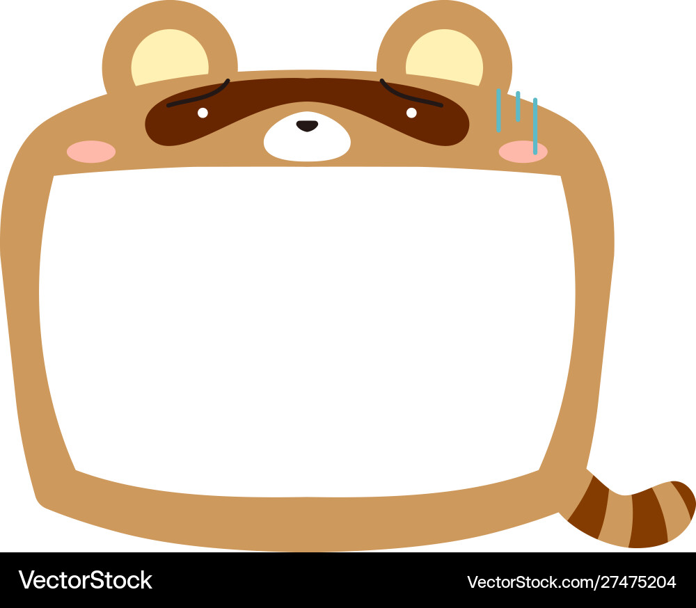 Cute raccoon whiteboard Royalty Free Vector Image