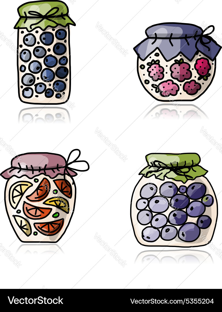 Jar with jam sketch for your design Royalty Free Vector