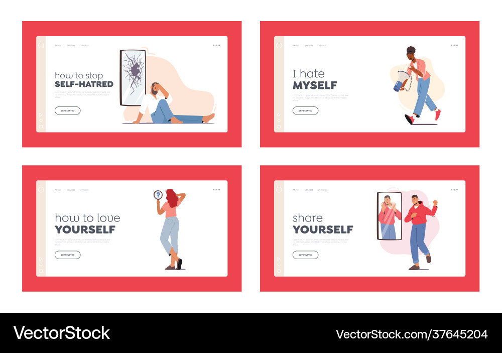 Self anger loathing low esteem landing page Vector Image