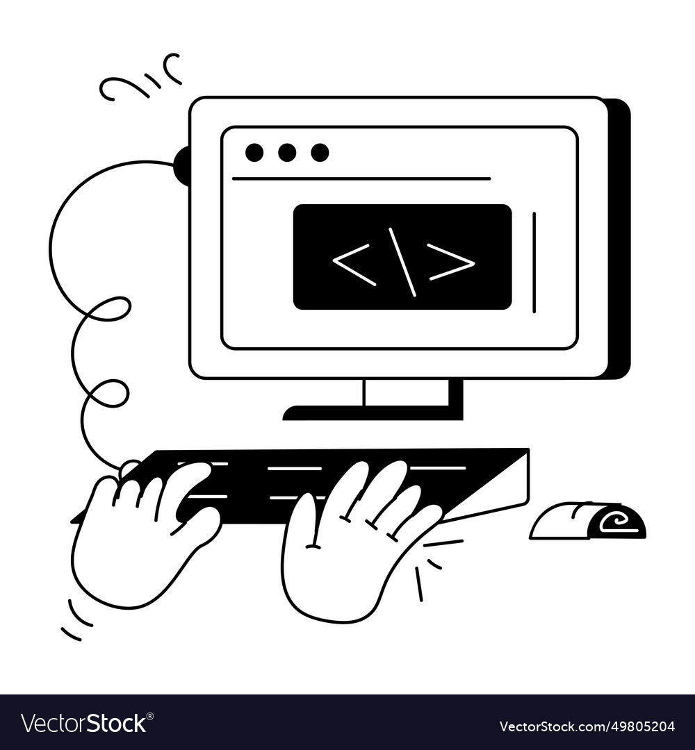 Website Coding Programming Development Typing Vector Image