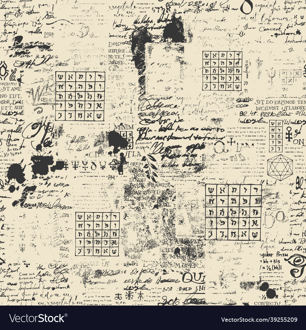 Abstract seamless pattern with scribbles and text Vector Image