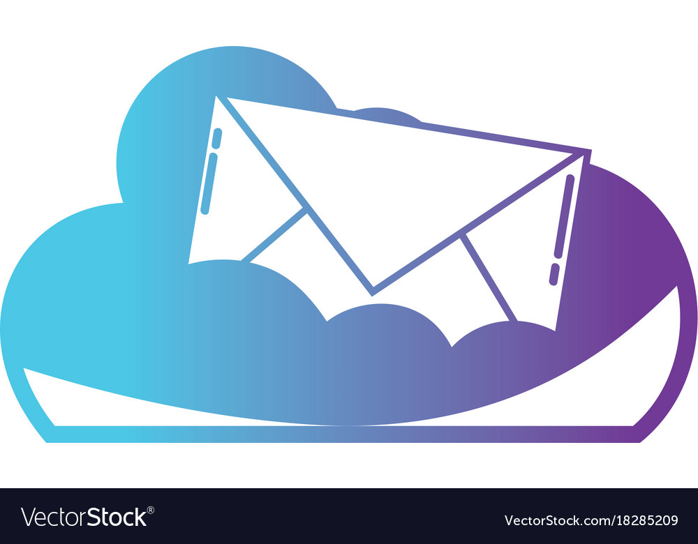 Line cloud data with e-mail card message Vector Image