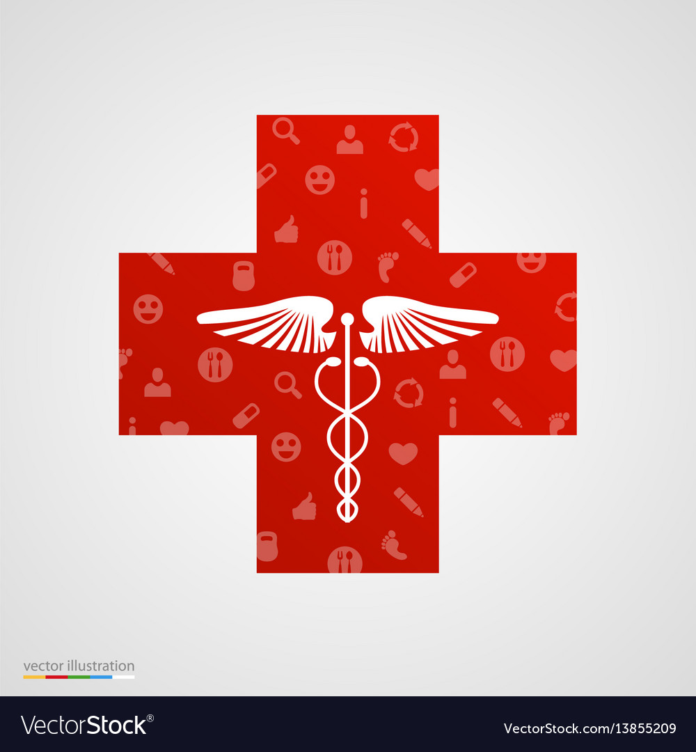 Medical cross with medical icons Royalty Free Vector Image