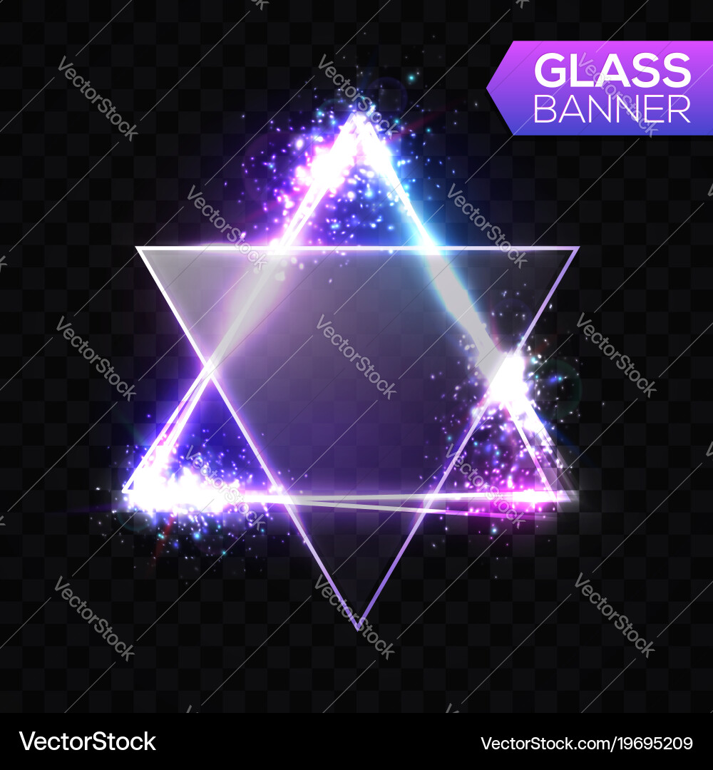 Neon sign triangle with transparent glass plate Vector Image
