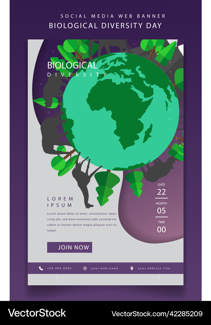 Portrait banner template with wildlife design Vector Image