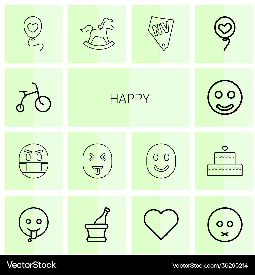 14 happy icons Royalty Free Vector Image - VectorStock