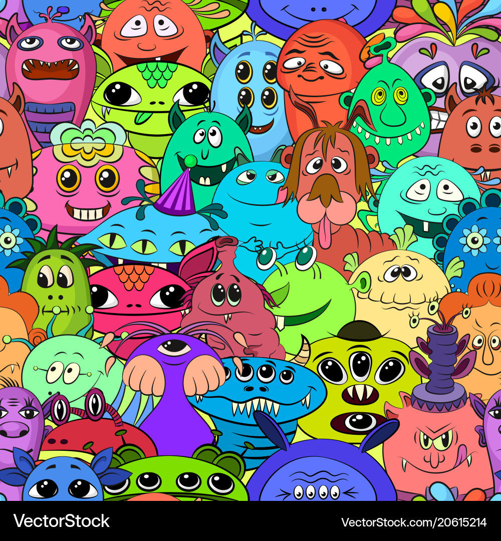 Cartoon monsters seamless Royalty Free Vector Image