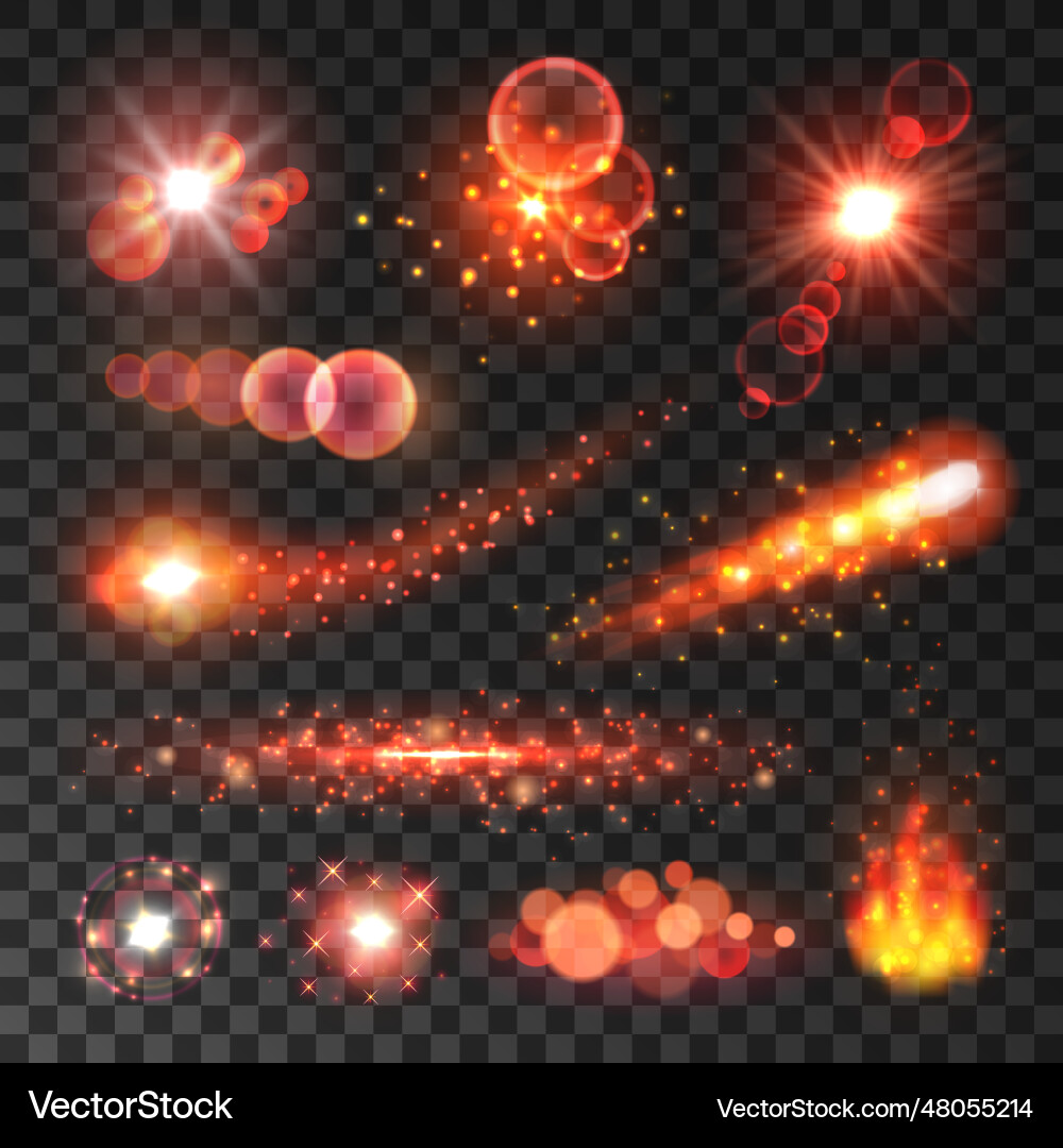Comet tails shooting stars flaming fire Royalty Free Vector