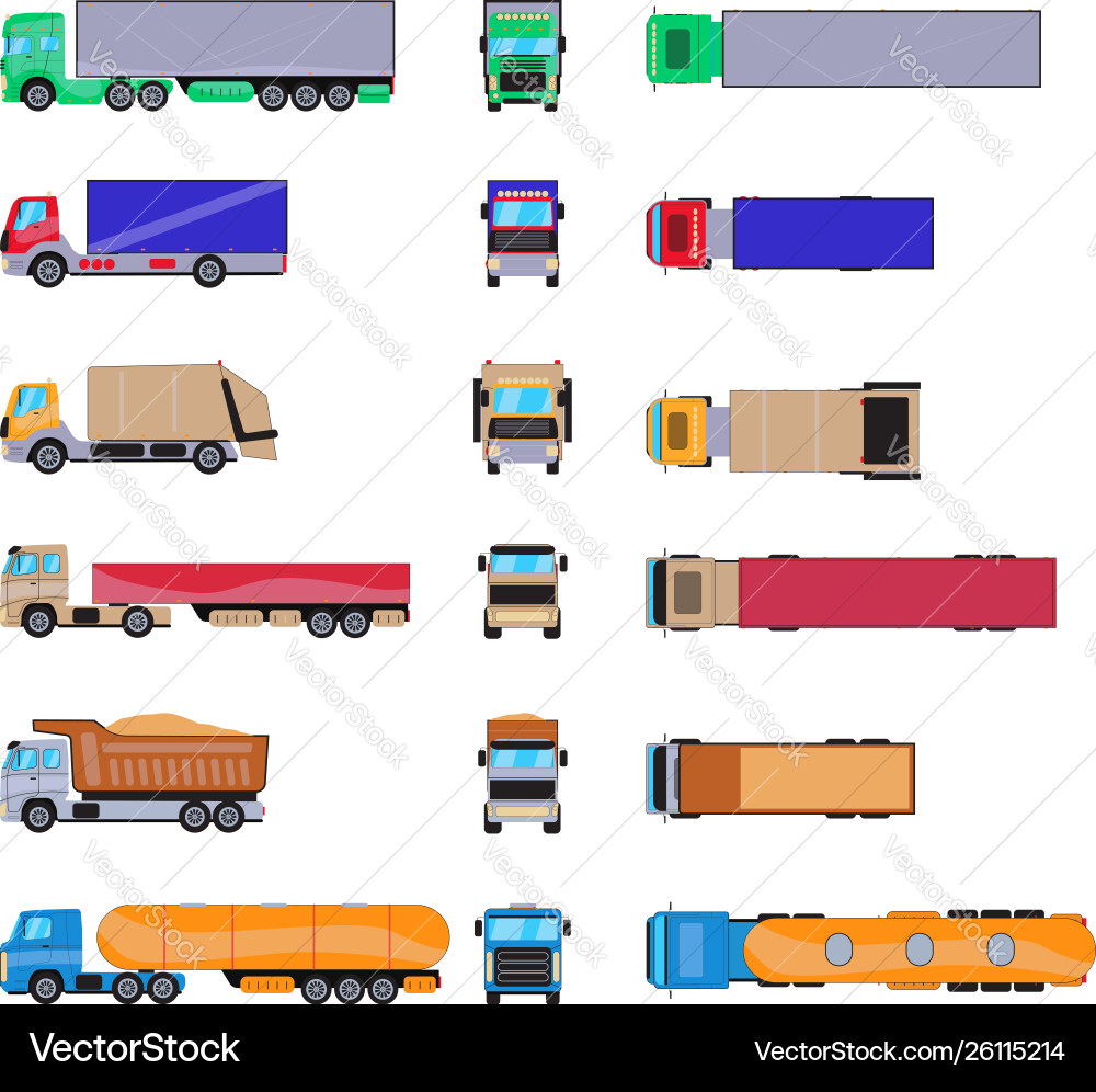 Different cargo truck with container big trailer Vector Image