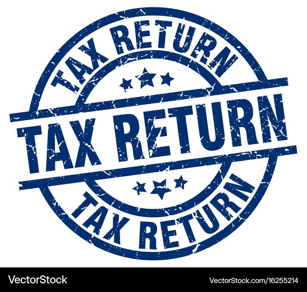 Tax return blue round grunge stamp Royalty Free Vector Image