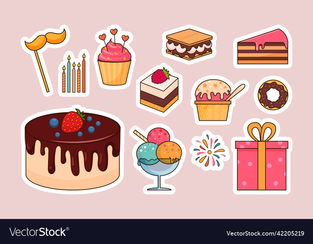 Birthday elements set Royalty Free Vector Image