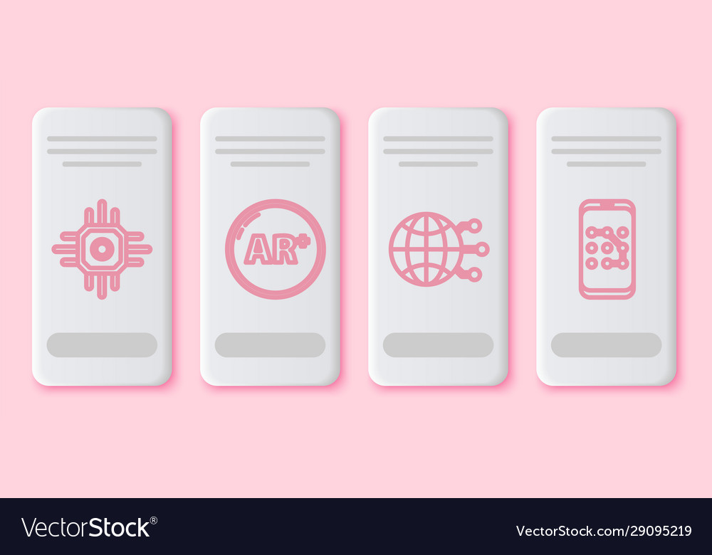 Set line processor ar augmented reality global Vector Image