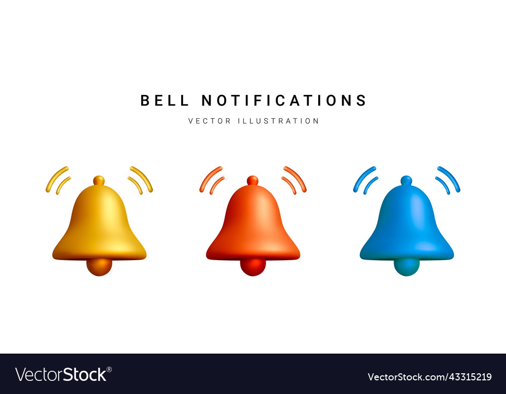 Set of 3d realistic bell isolated on white Vector Image Set of 3d realistic bell isolated on white Vector Image