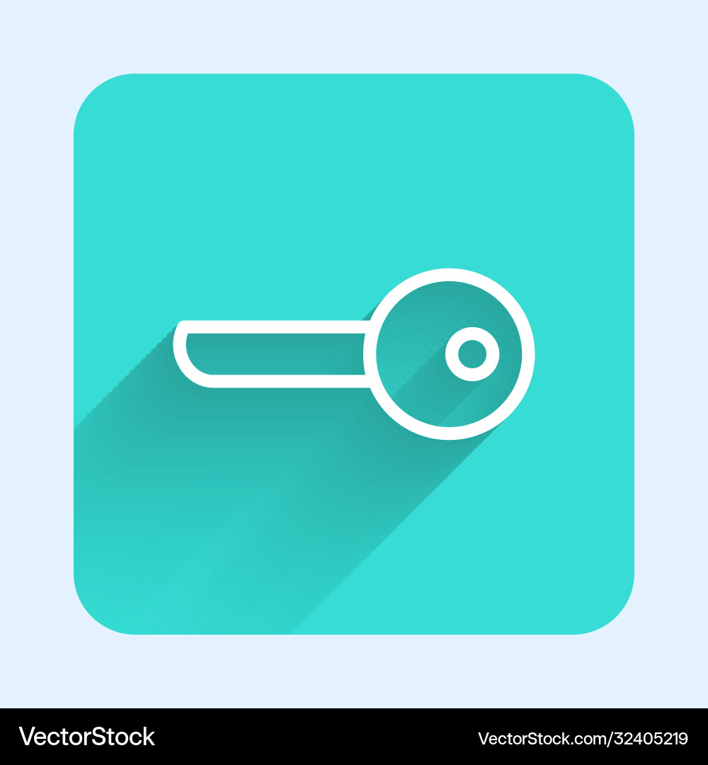 White line key icon isolated with long shadow Vector Image