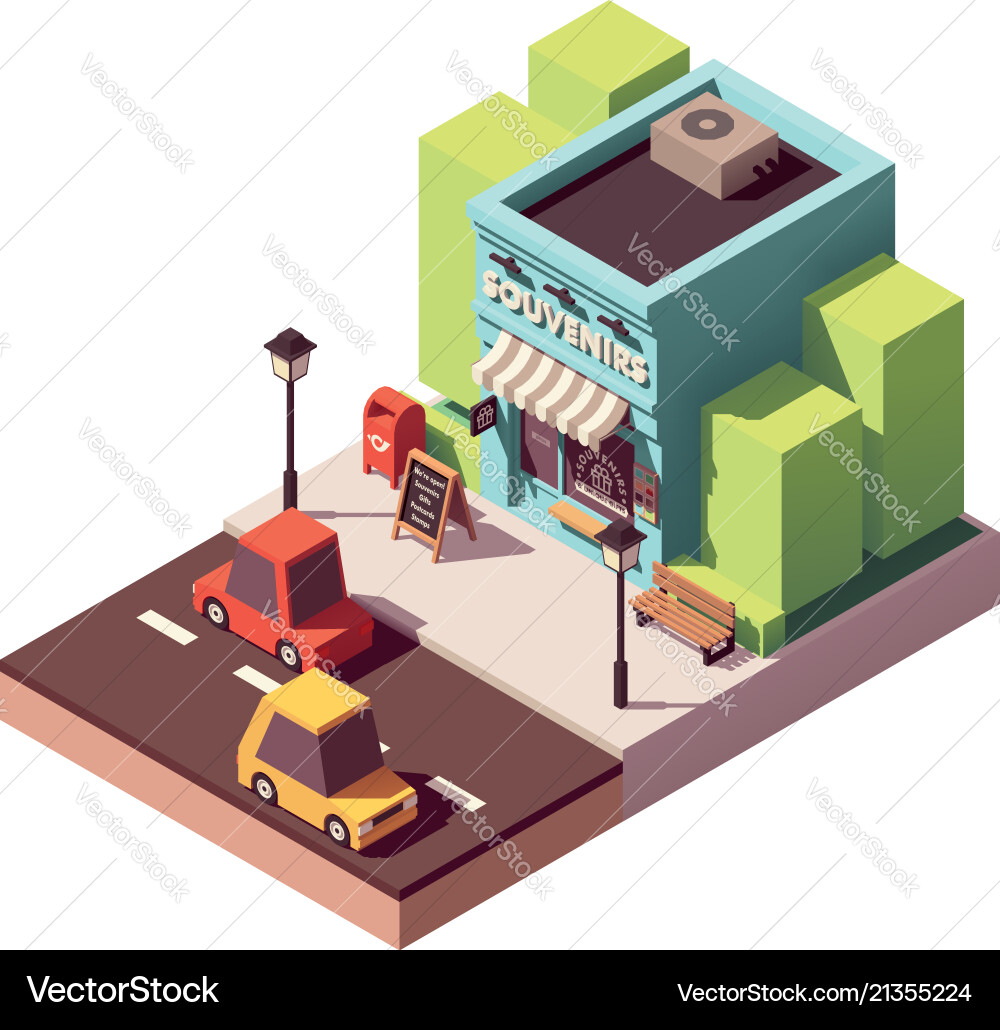 Isometric souvenir gift shop Royalty Free Vector Image