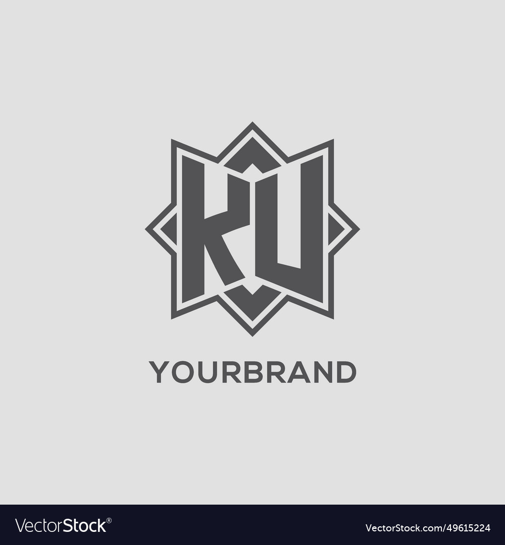 Monogram ku logo with eight point star style Vector Image