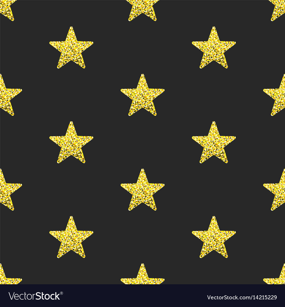 Gold glitter stars seamless pattern Royalty Free Vector