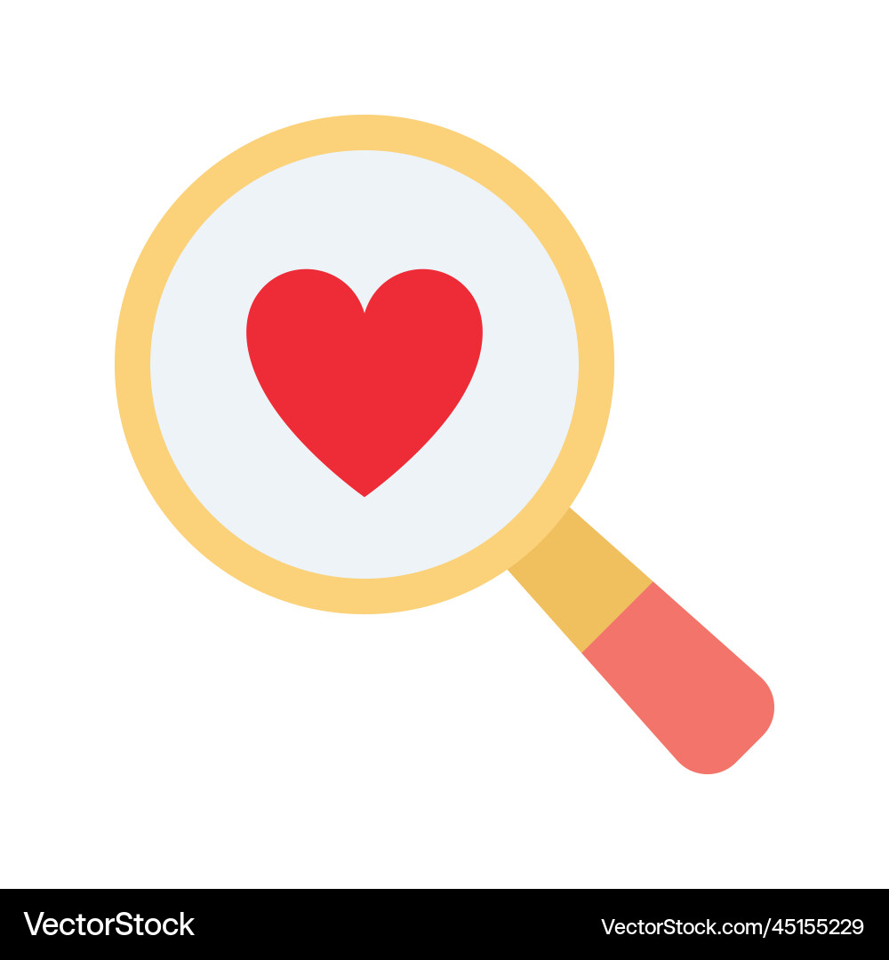 Heart search icon under magnifying glass Vector Image